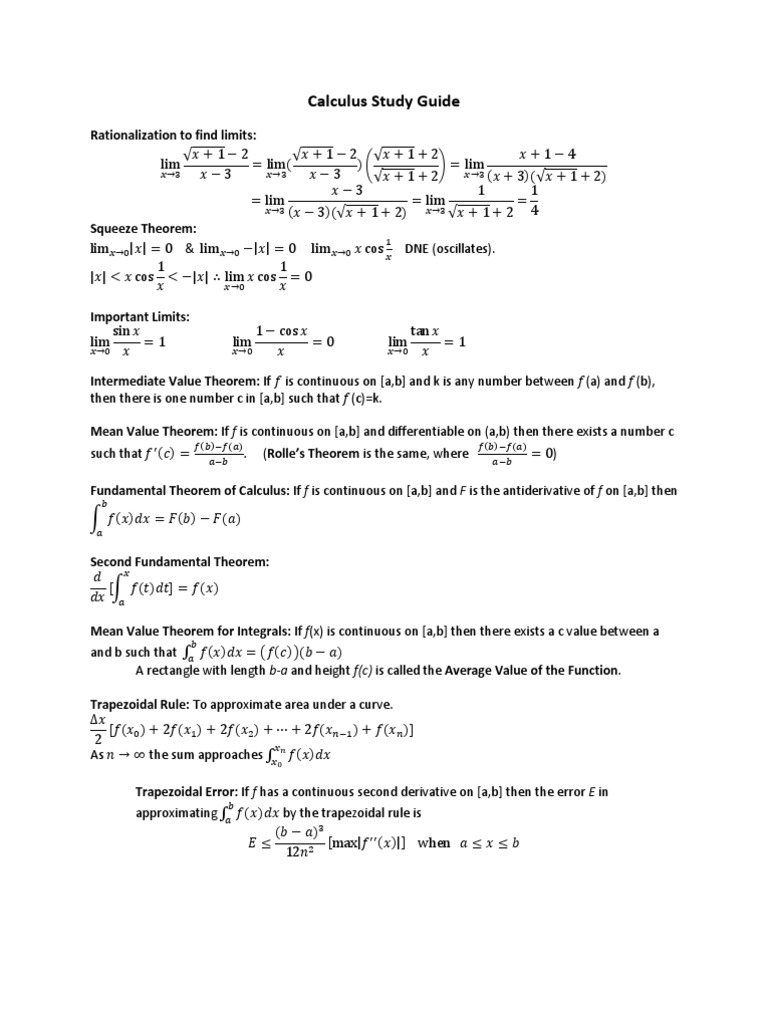 AP Calculus BC Study Guide | PDF | Trigonometric Functions | Derivative