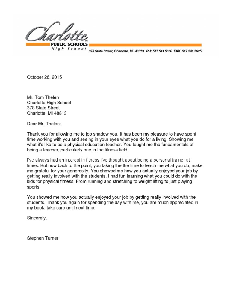 Job Shadow Experience with PE Teacher | PDF