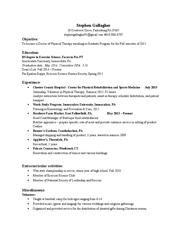 Stephen Gallaghers Resume | PDF