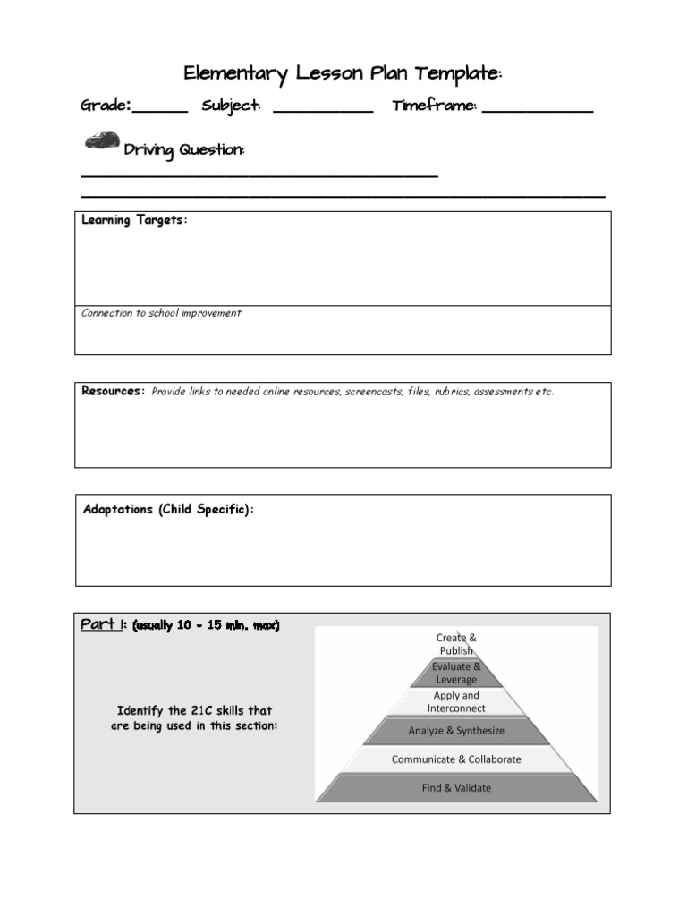 Elementary Lesson Plan Template:: Grade Timeframe: Driving Question | PDF