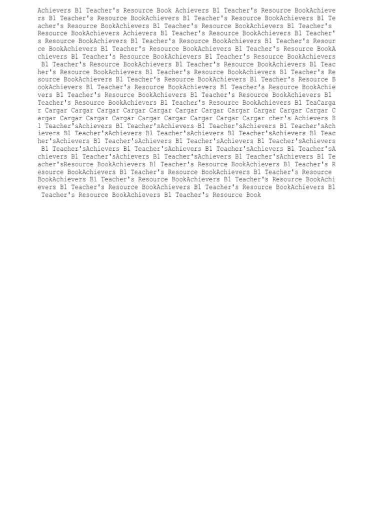 Achievers B1 Teacher's Resource Book | PDF | Career & Growth | Foreign ...