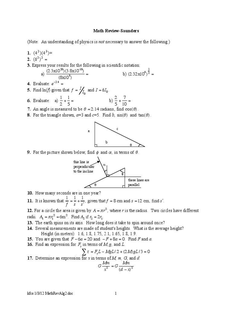 Math Review | PDF | Teaching Methods & Materials