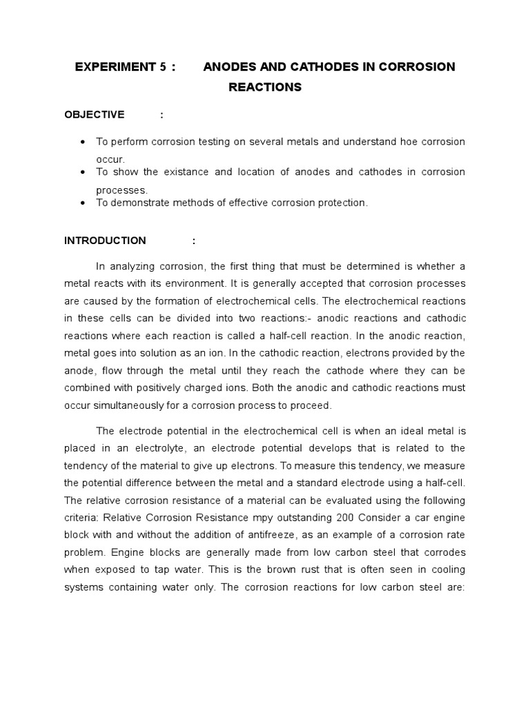 Anodes and Cathodes in Corrosion Reactions | PDF | Electrochemistry | Anode