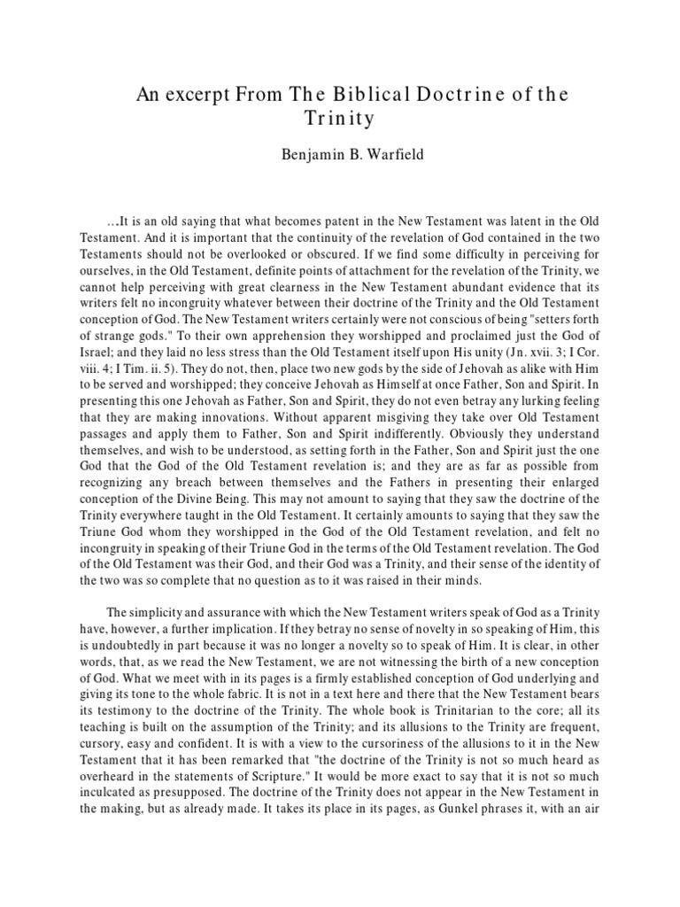 An Excerpt From The Biblical Doctrine of The Trinity | PDF | Trinity ...