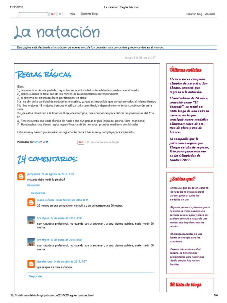 La Natación_ Reglas Básicas | Swimming (Sport) | Human Swimming