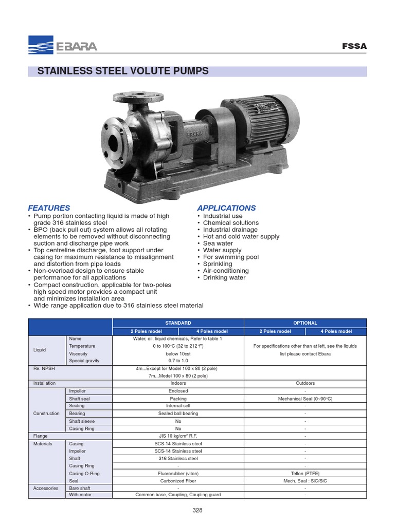 Ebara Fss | PDF | Bearing (Mechanical) | Acetic Acid