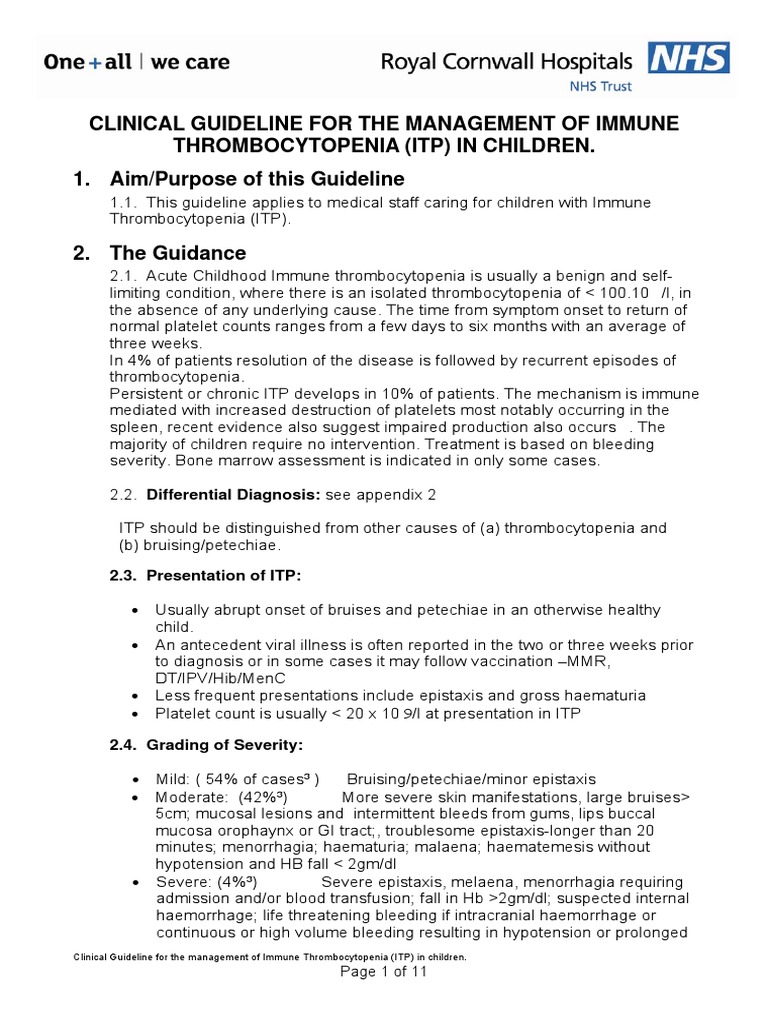 Management of ITP in Children | Bleeding | Blood