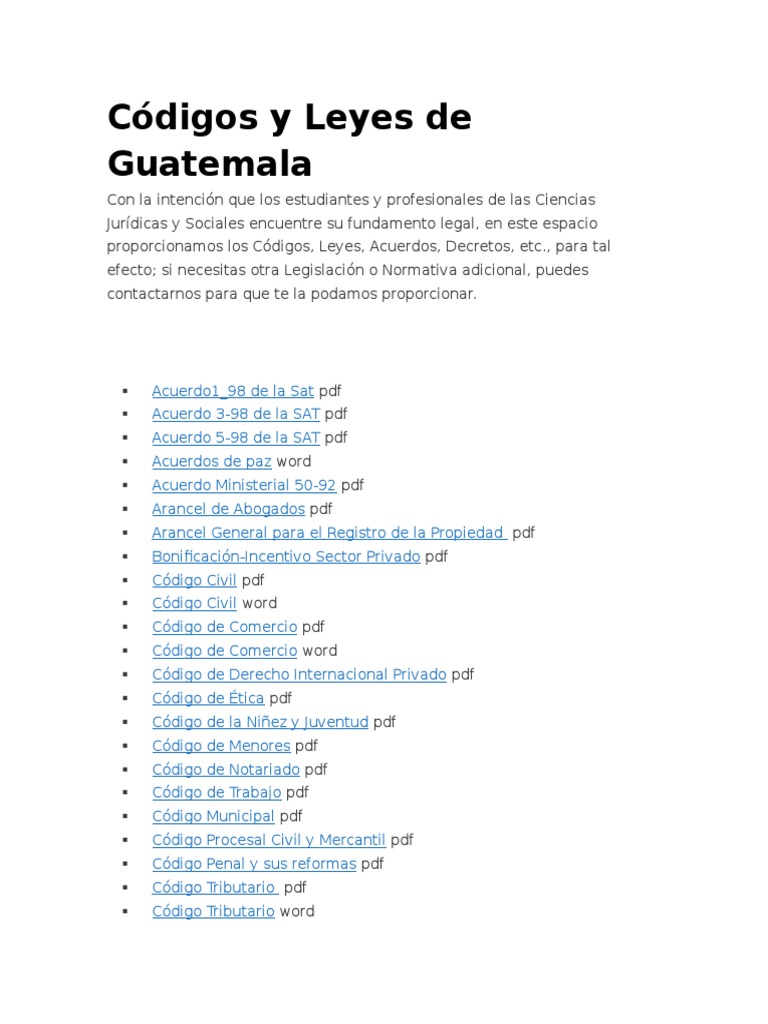Códigos y Leyes de Guatemala | PDF | Derechos humanos | Gobierno