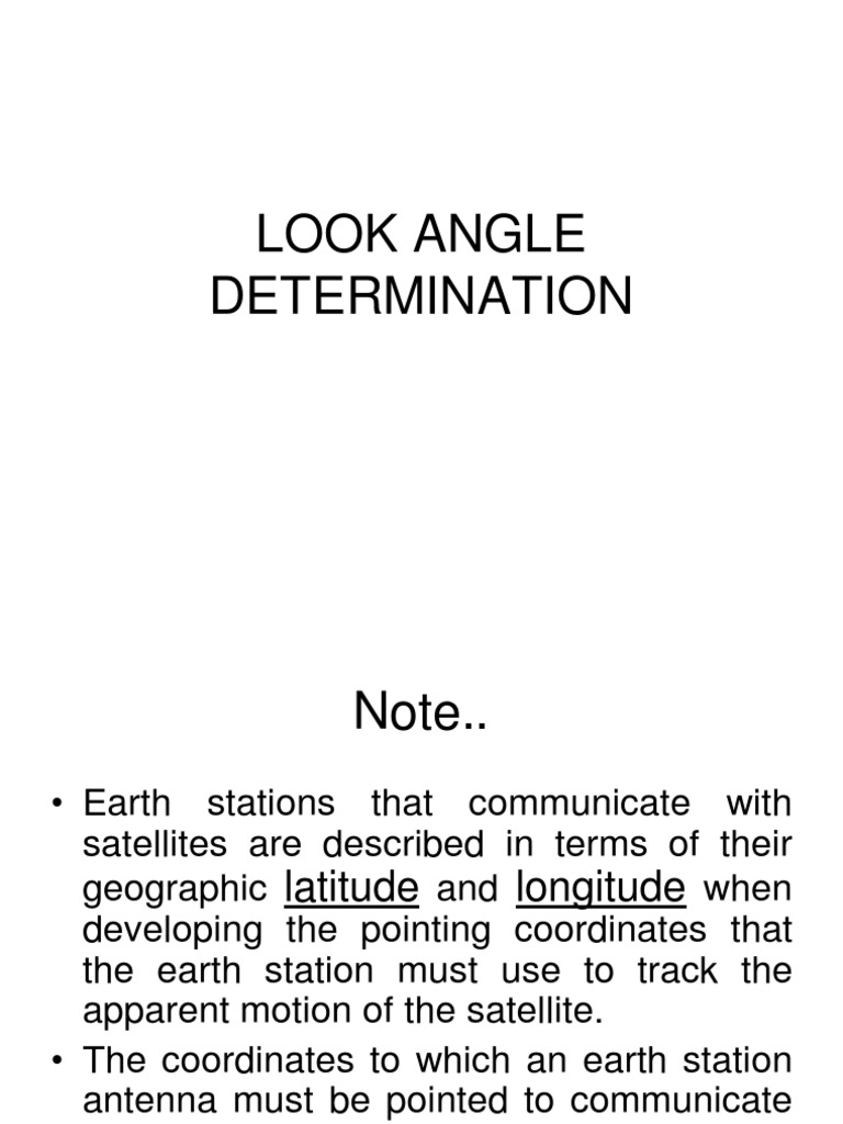 Look Angle Determination | PDF | Communications Satellite | Satellite