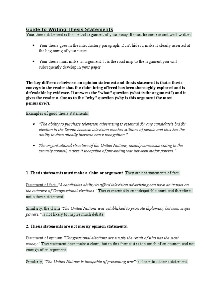 Guide To Writing Thesis Statements | PDF | Argument | Persuasion