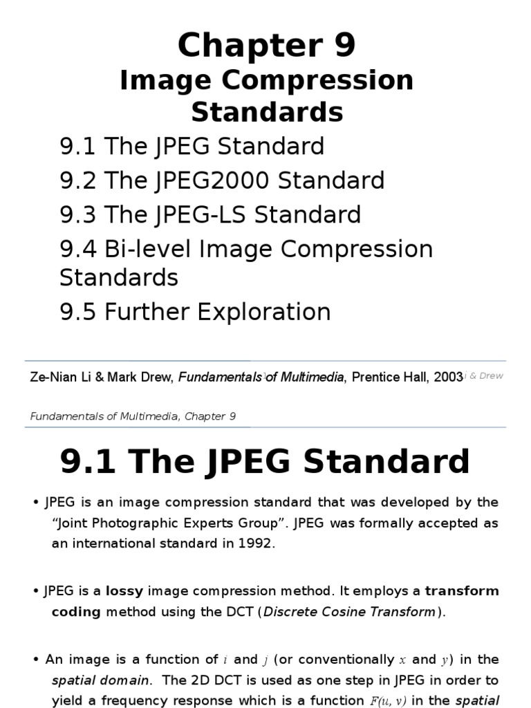 Chapter 9 - Image Compression Standards | PDF | Data Compression ...