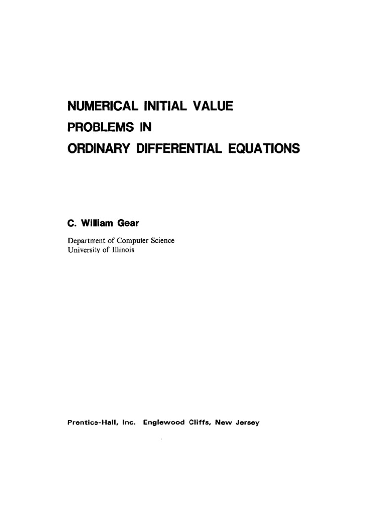 Numerical Initial Value Problems in Ordinary Differential Equations | PDF