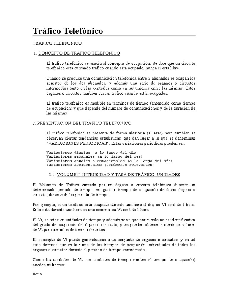 Ejercicios Trafico Telefonico | PDF