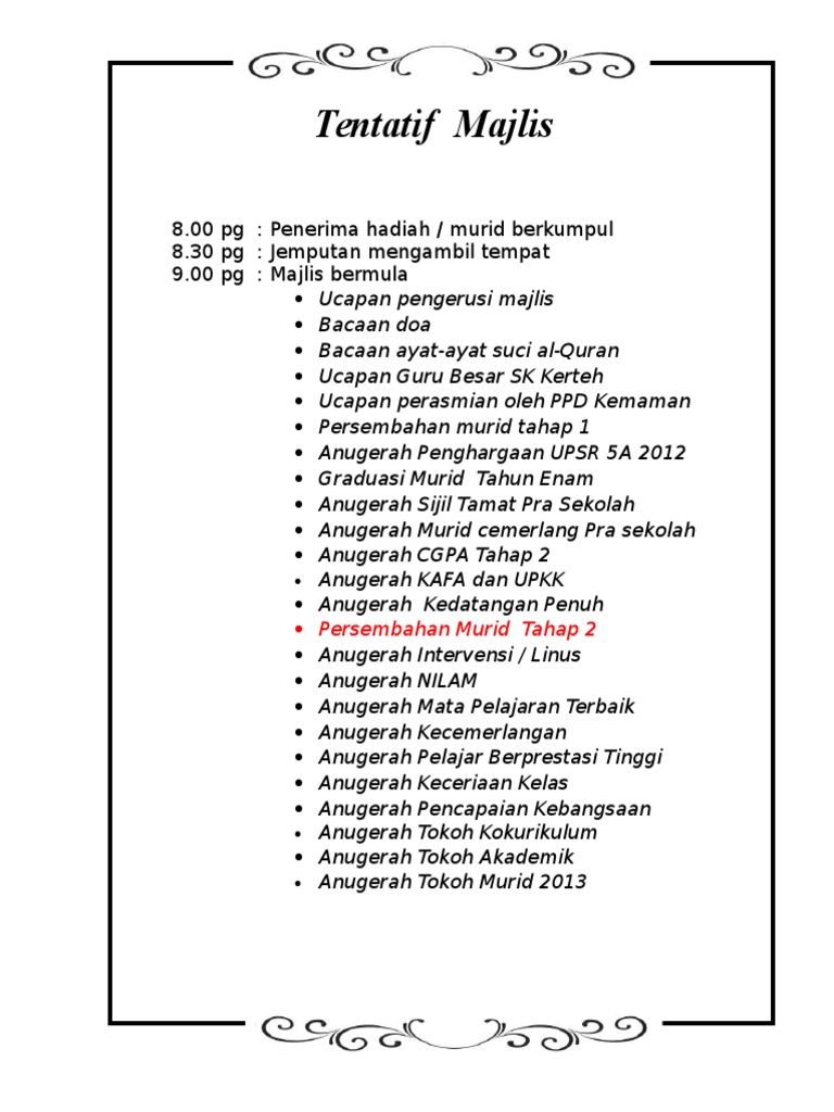 Tentatif Majlis | PDF