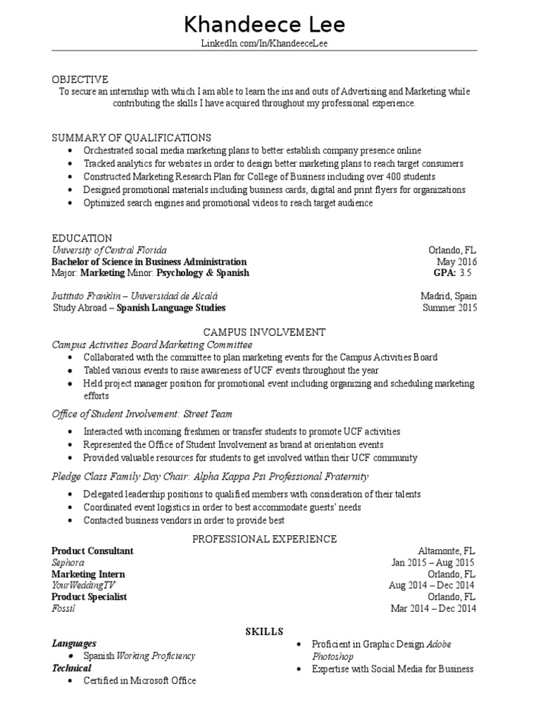 UCF Marketing and Analytics Experience | PDF | Career & Growth | Social ...