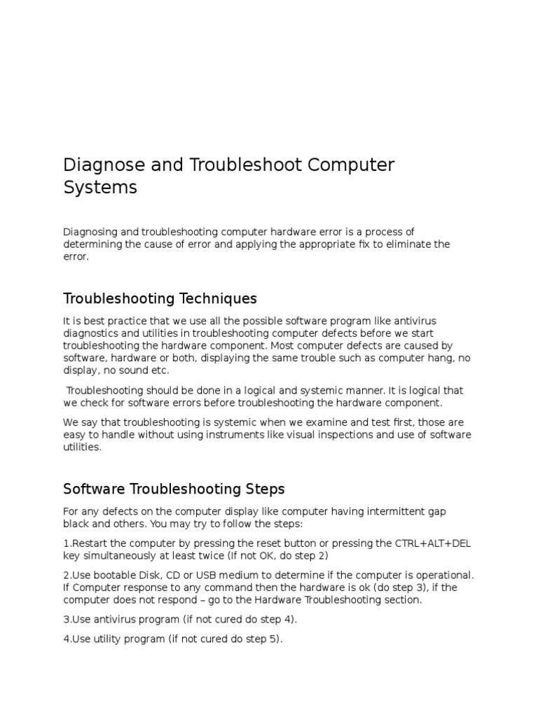 Diagnose and Troubleshoot Computer Systems | PDF | Electronics ...