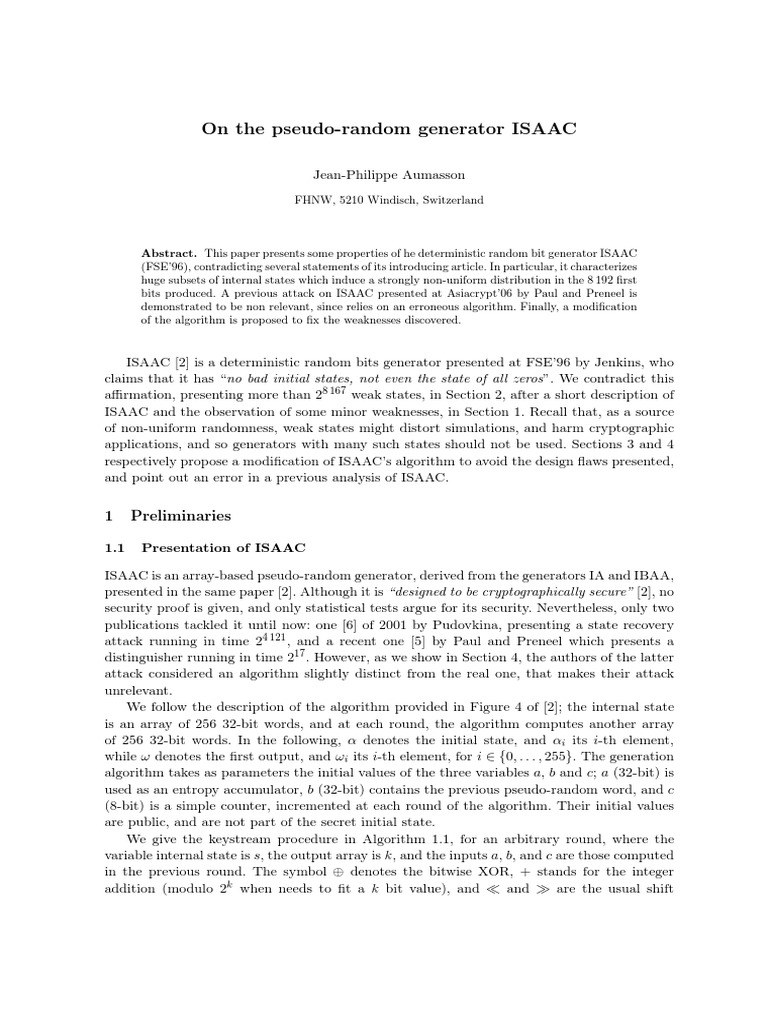ISAAC | PDF | Randomness | Algorithms