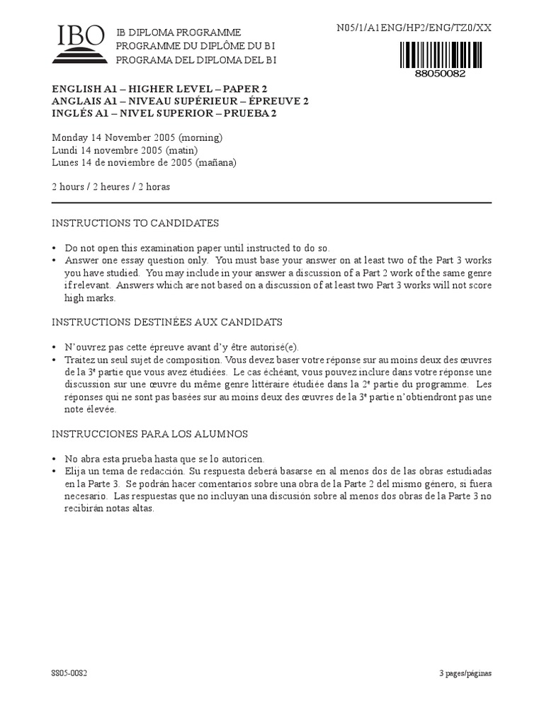 IBdp English HL Sample Paper | PDF | Poésie | Romans