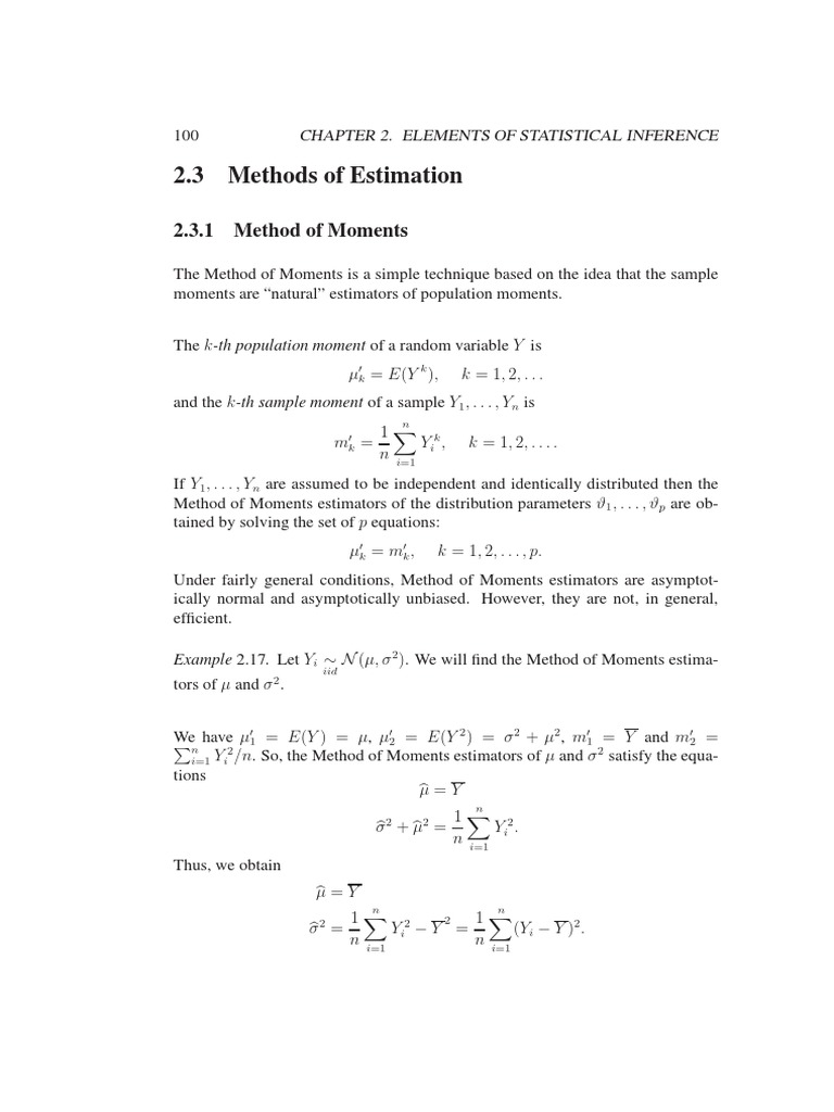 Method Of Moments Pdf Estimator Least Squares