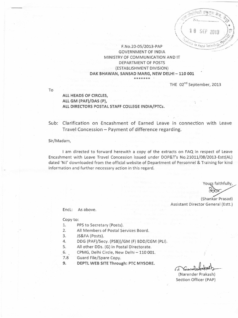 LTC Leave Encashment | PDF | Employment Compensation | Pension