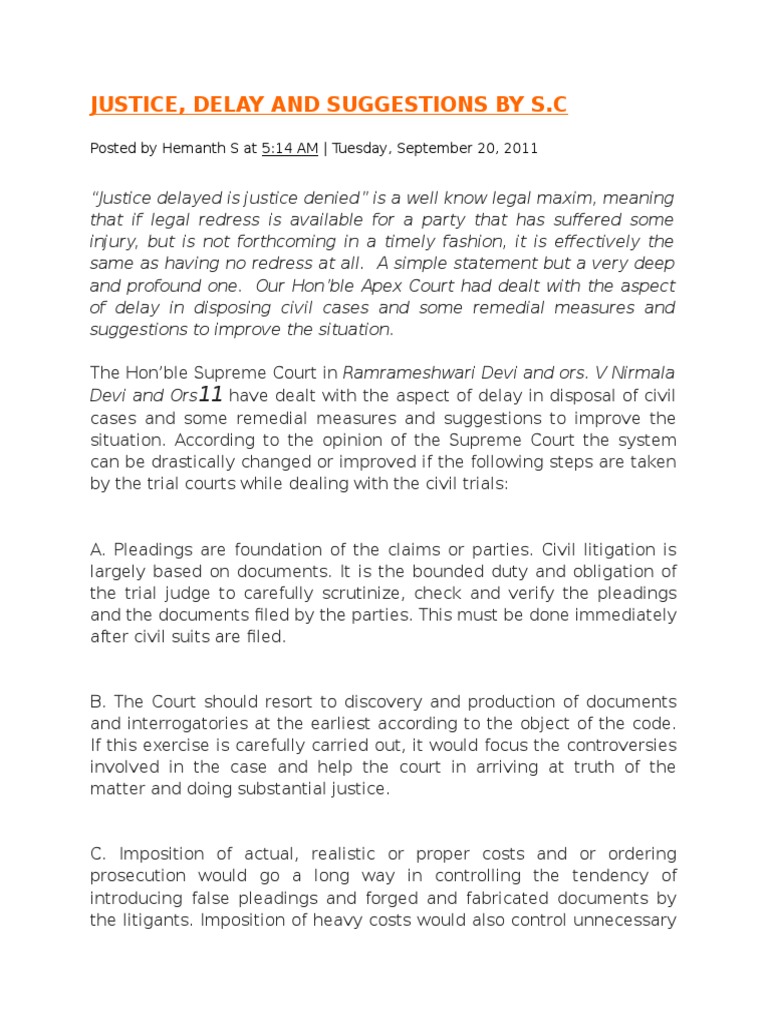 Supreme Court on Justice Delays Solutions | PDF | Injunction | Lawsuit