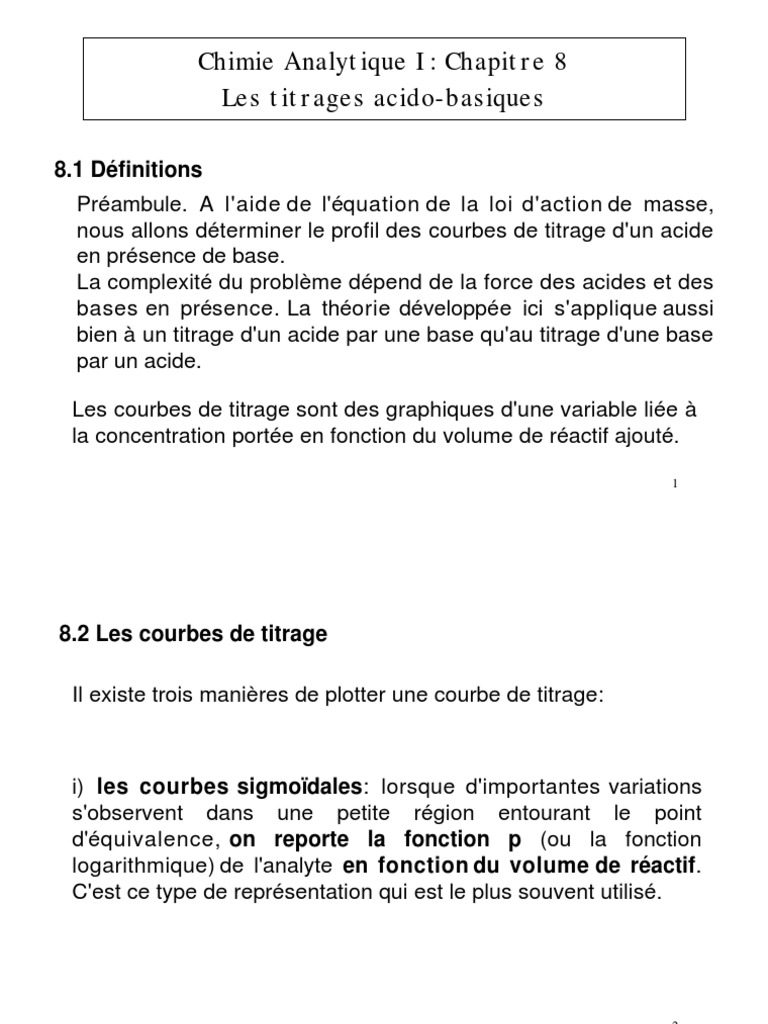 Titrage acide-base : principes et méthodes | PDF | Titrage | Chimie