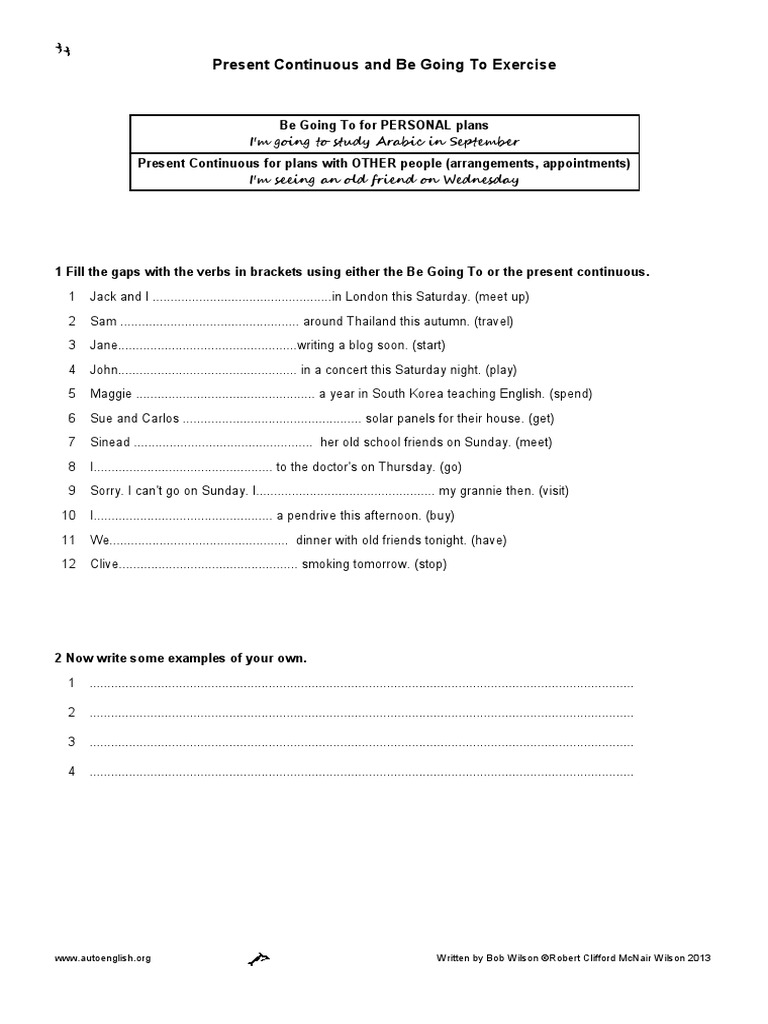 Present Continuous Going To | PDF