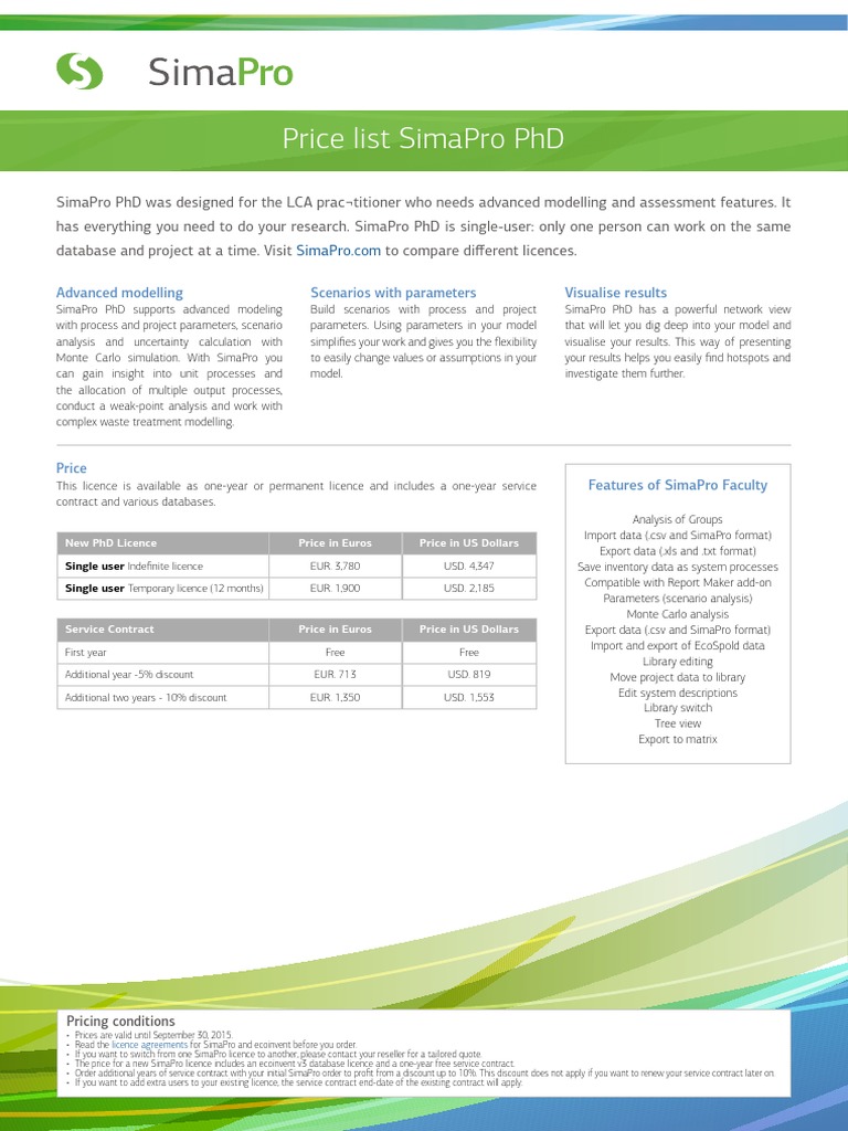 SimaPro PHD | PDF | Euro | Databases