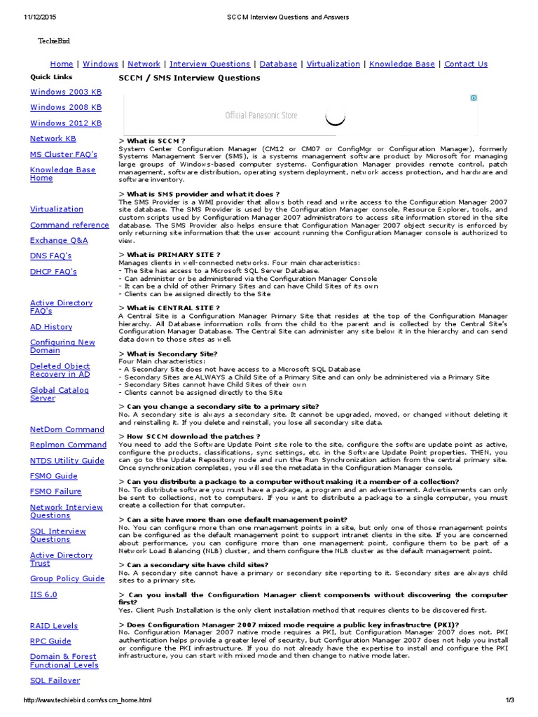 SCCM Interview Questions and Answers | PDF | Active Directory | Utility Software