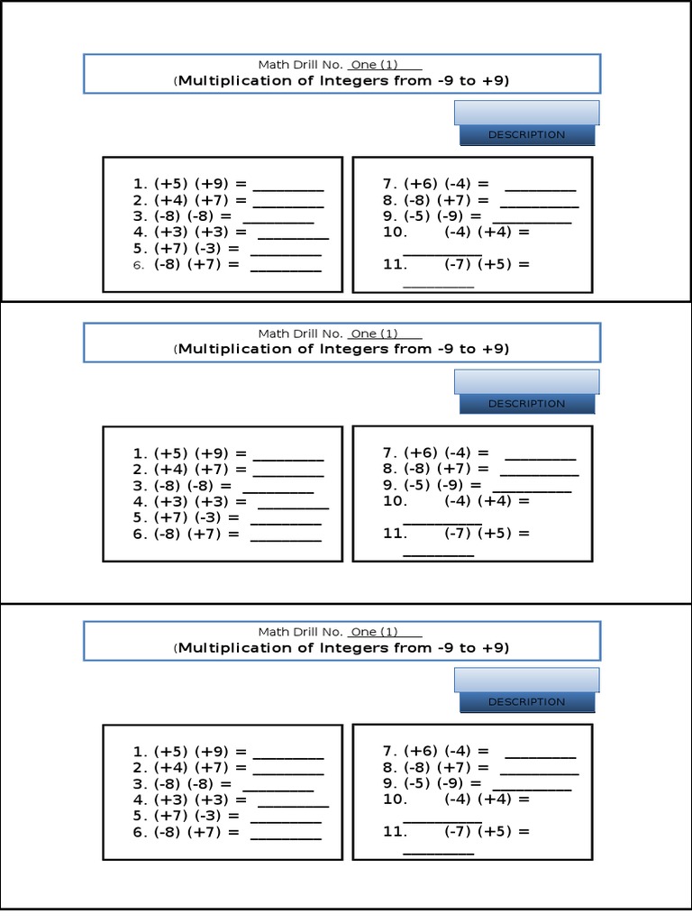 Math Drill 1 - Multiplication | PDF | Teaching Methods & Materials