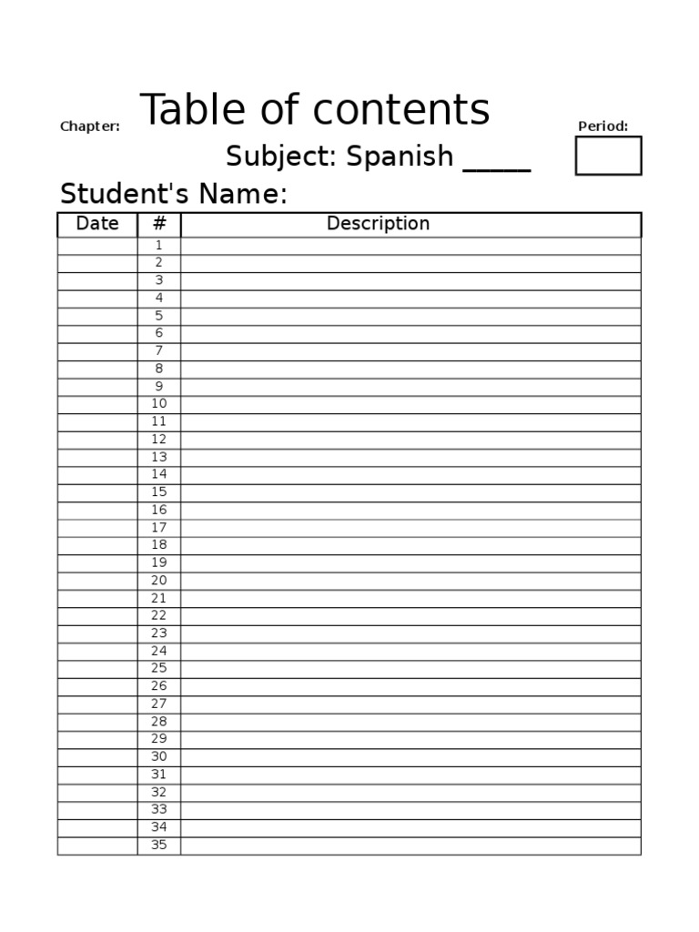 For Website Notebook Table of Contents | PDF | Teaching Methods & Materials