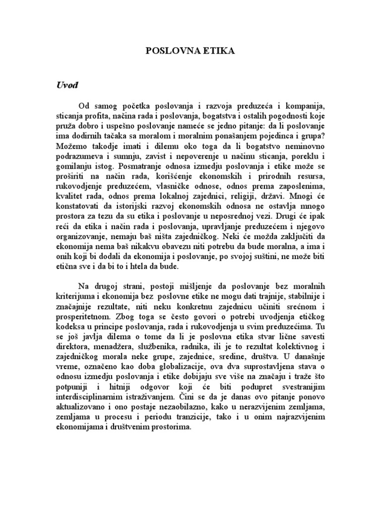 Poslovna Etika | PDF