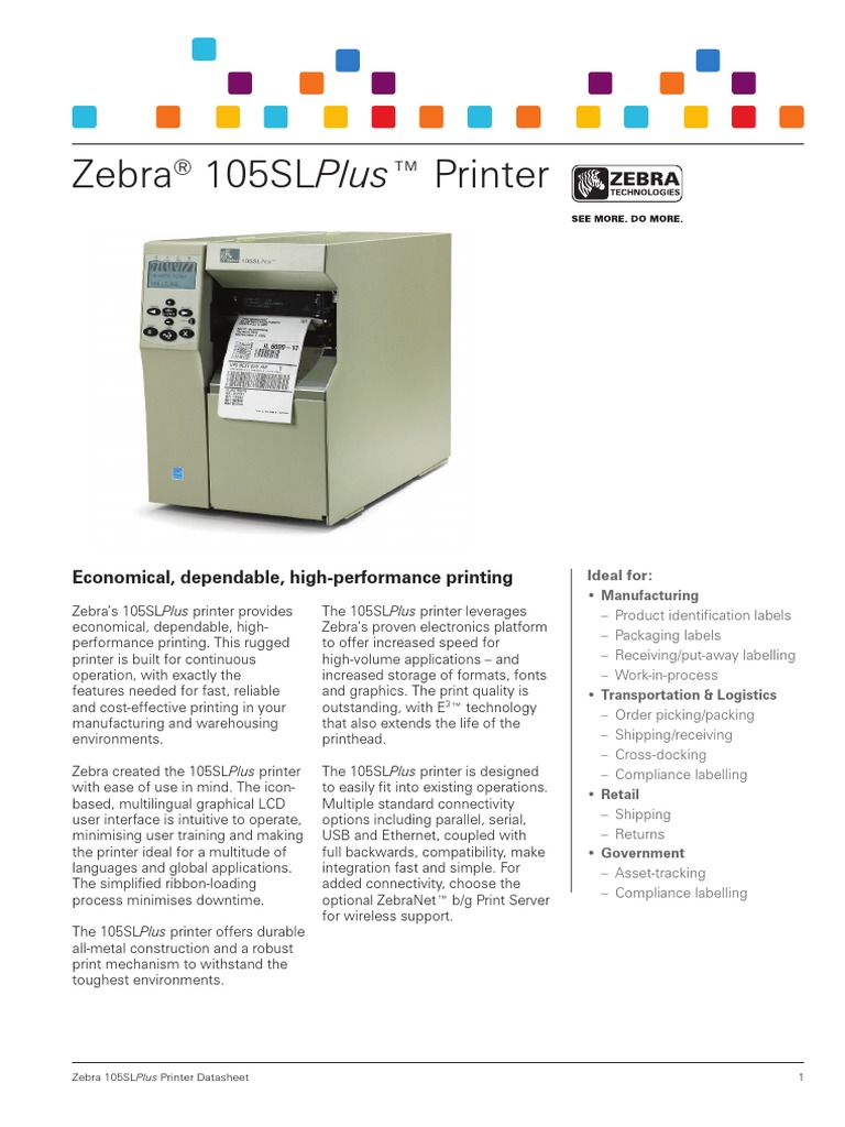 105slplus Datasheet en GB | PDF | Printer (Computing) | Trademark