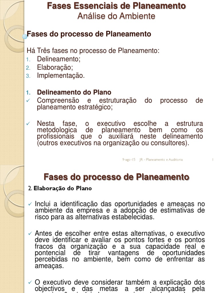 Fases Essenciais de Planeamento | PDF | Planejamento | Ambiente natural