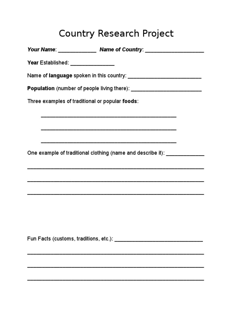 Country Research Project Template | PDF | Social Science
