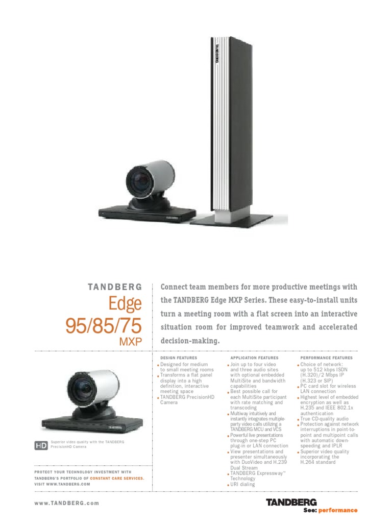 Tandberg Edge 95 85 75 Mxp | Internet Protocols | Electronic Engineering