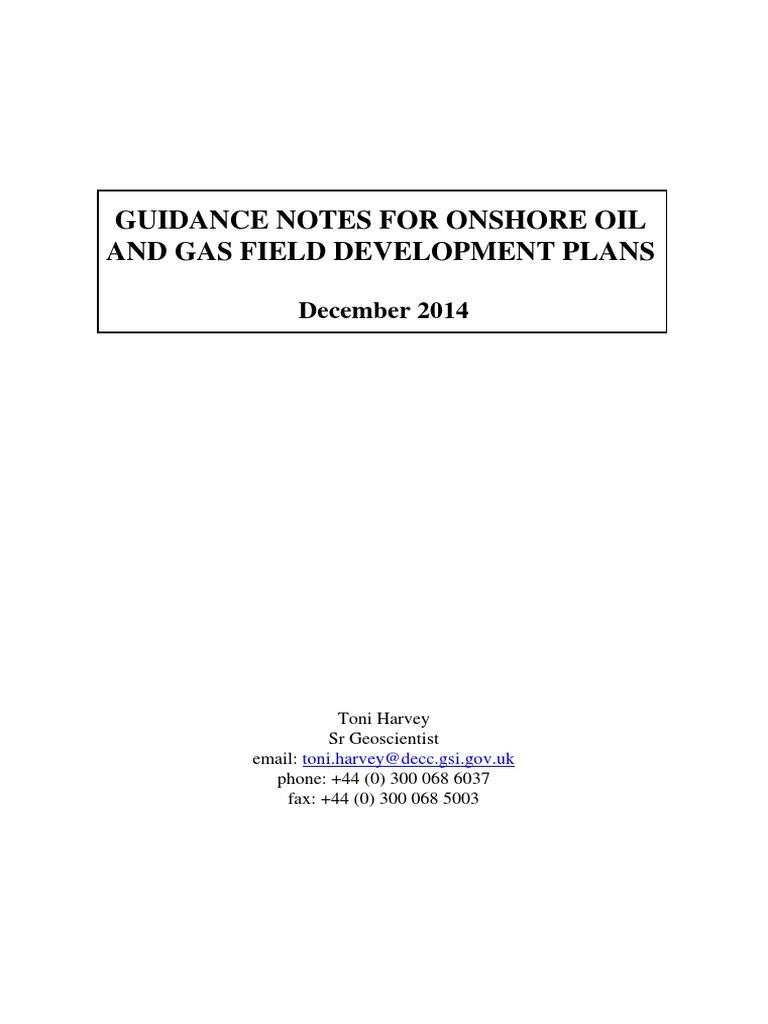 Guidance Notes For Onshore Oil and Gas Field Development Plans | PDF ...
