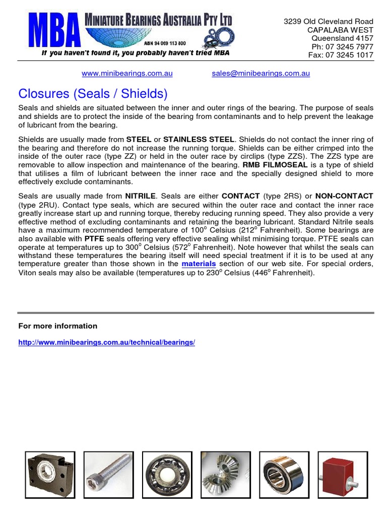 Bearing Seals and Shields Explained | PDF