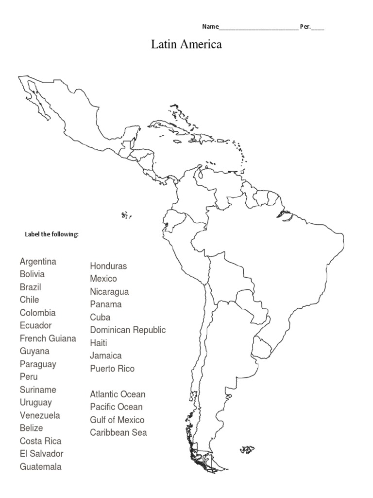 Latin America Map Test | PDF