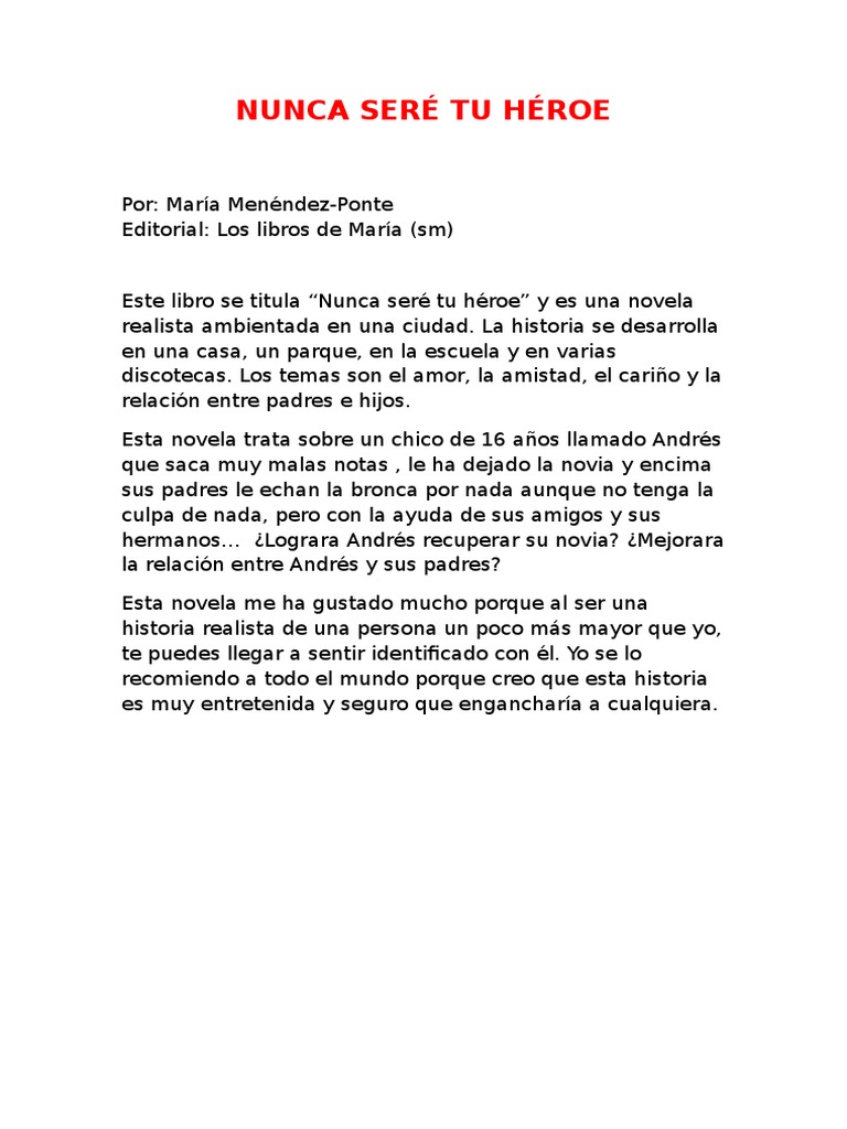 Nunca Seré Tu Héroe | PDF