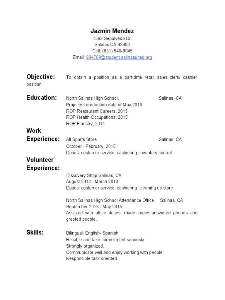 Student Seeks Retail Job | PDF