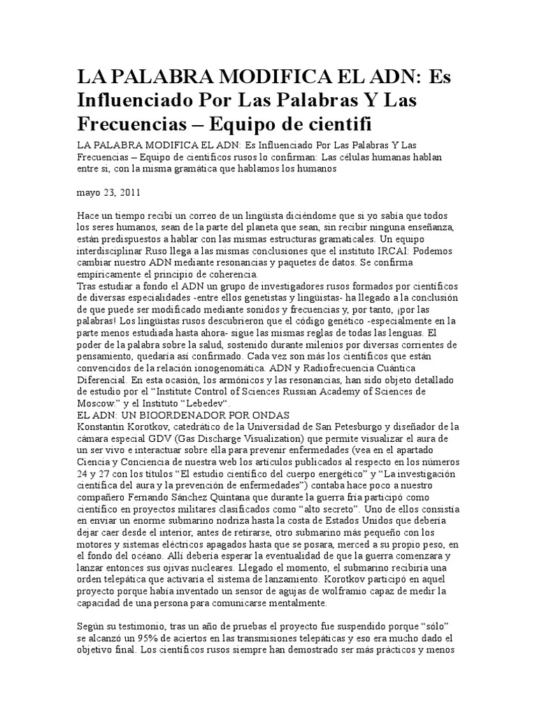 Modificación del ADN por palabras | PDF | Adn | Gene
