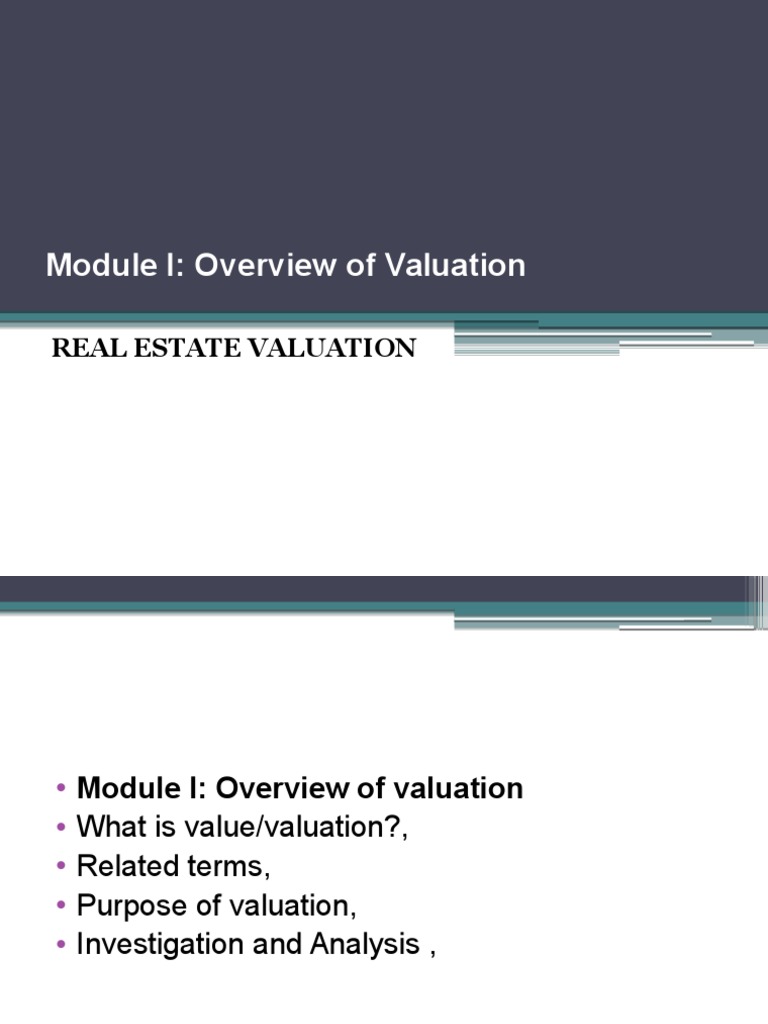 Introduction to Real Estate Valuation Methods and Purposes | PDF | Real ...