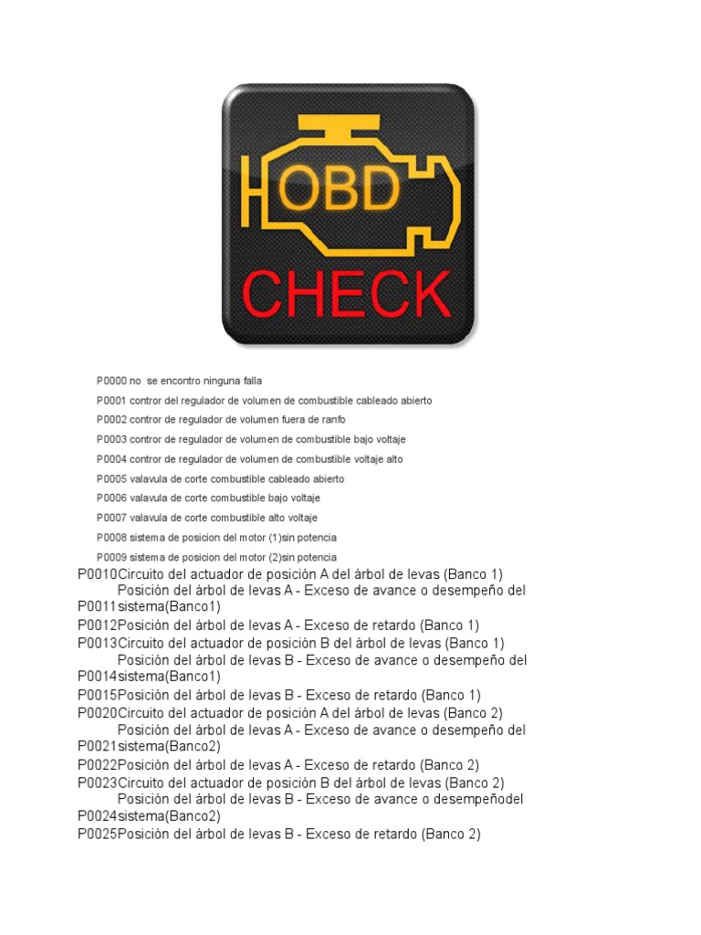 1000 Codigos Obd2 | PDF | Acelerador | Turbocompresor
