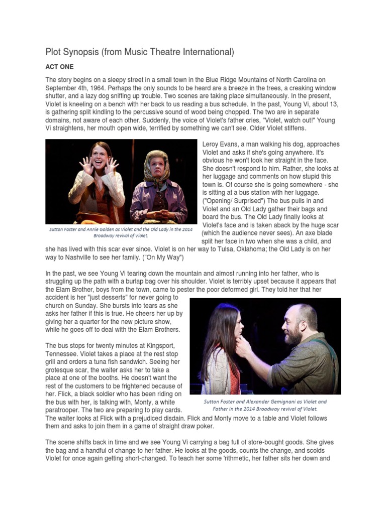 Plot Synopsis (From Music Theatre International) : Act One | PDF ...