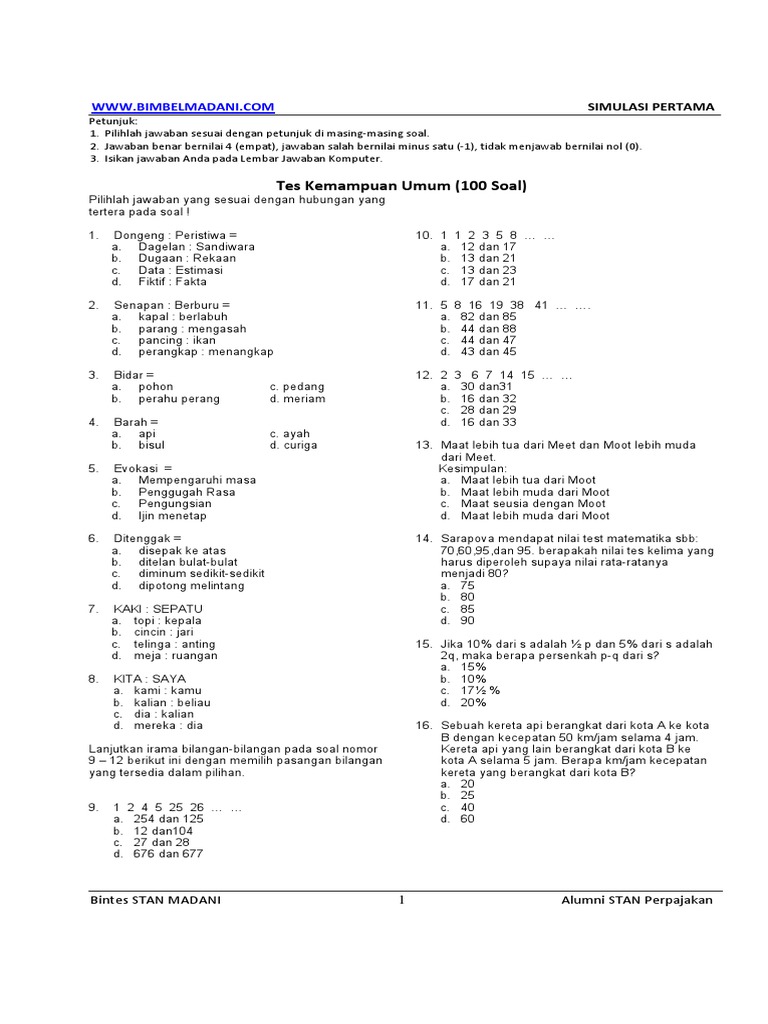 Simulasi Soal STAN | PDF