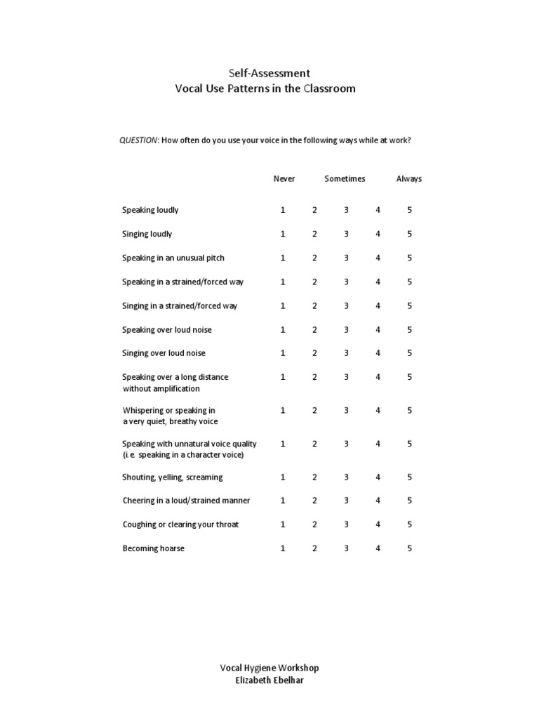 Voice Health Self-Assessment Guide | PDF | Language Arts & Discipline