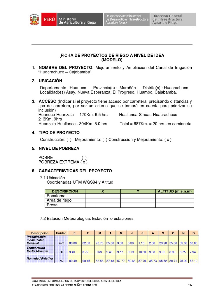 Ficha de Proyectos | Descargar gratis PDF | Presupuesto | Riego