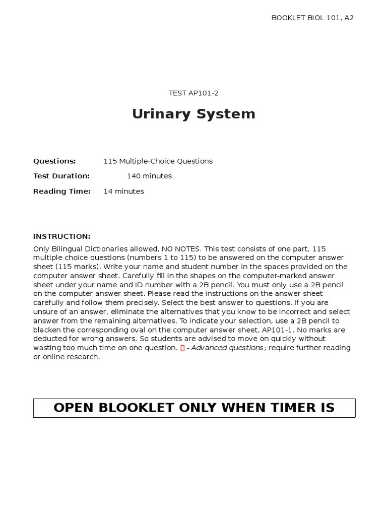 Urinary System - ANSWER | PDF | Kidney | Urination