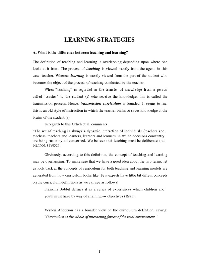 Learning Strategies | PDF | Curriculum | Learning